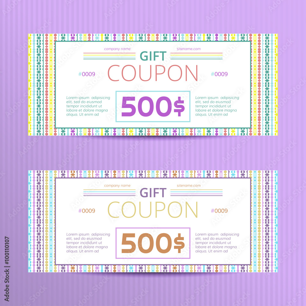Vector illustration of gift voucher template collection. Voucher ...
