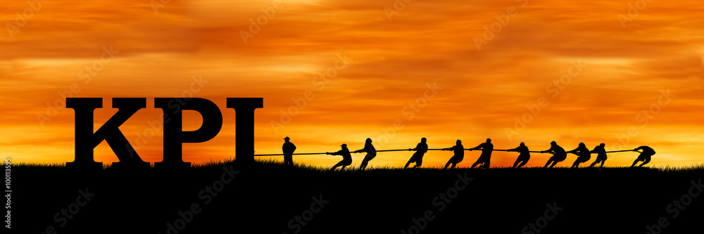 concept success,people show power pull rope wording KPI sunset b Stock ...