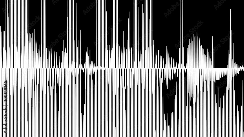 Audio waveform and spectrum animation, simple black and white sound ...