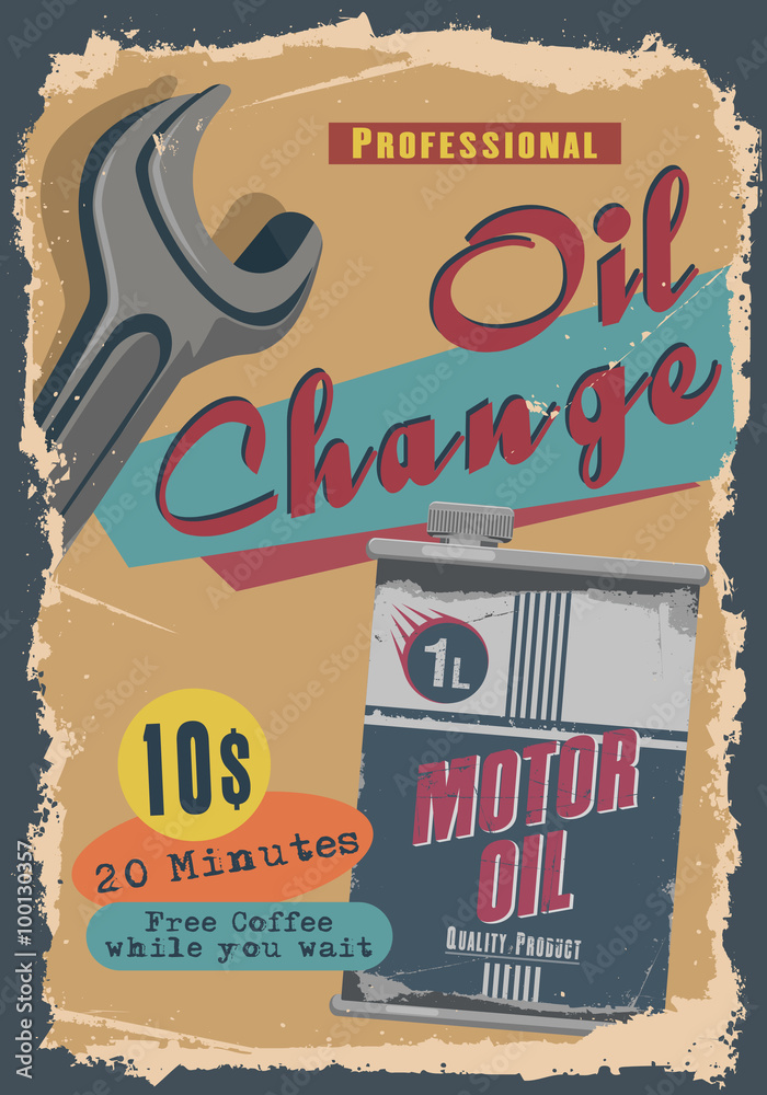 Vintage Oil Change Illustration Stock Vector | Adobe Stock