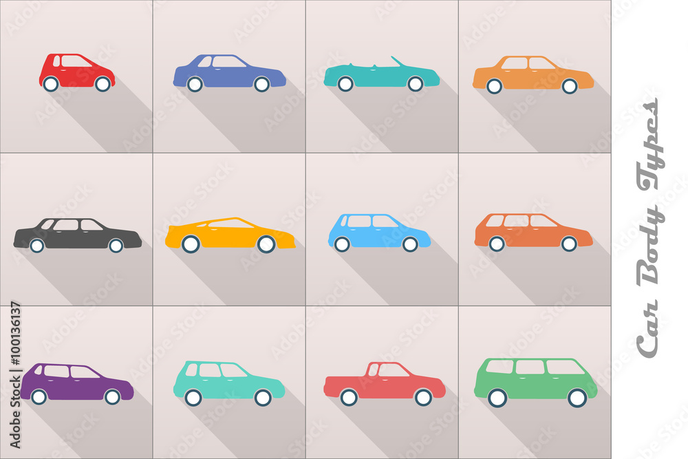 vector stylized different types of car body icons Stock Vector | Adobe ...