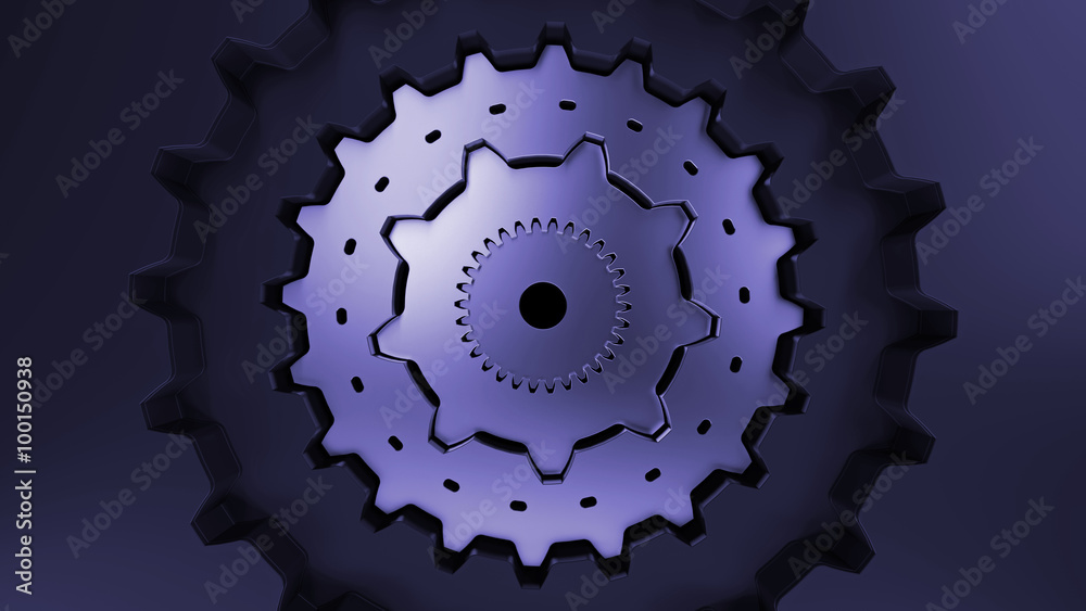 mechanism structure made of different gears, different height and teeth ...