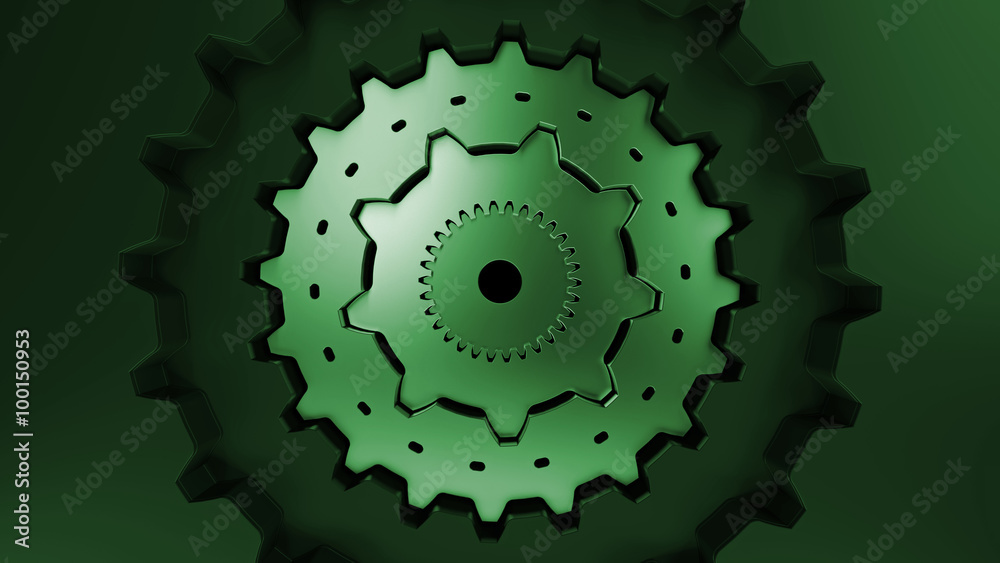mechanism structure made of different gears, different height and teeth ...