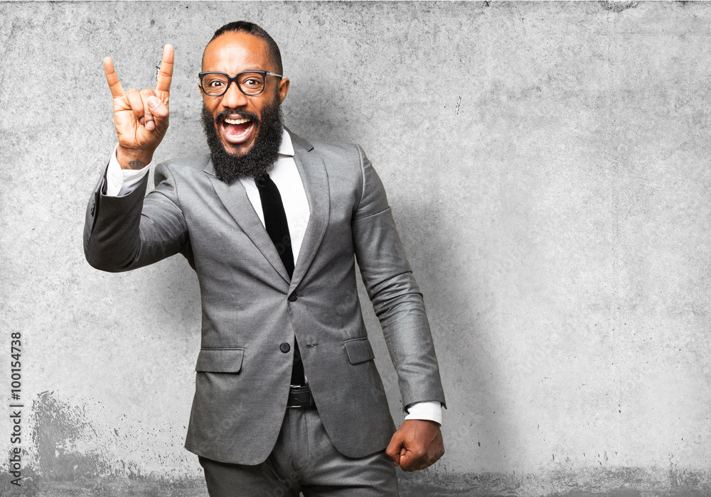 business black man rock gesture Stock Photo | Adobe Stock