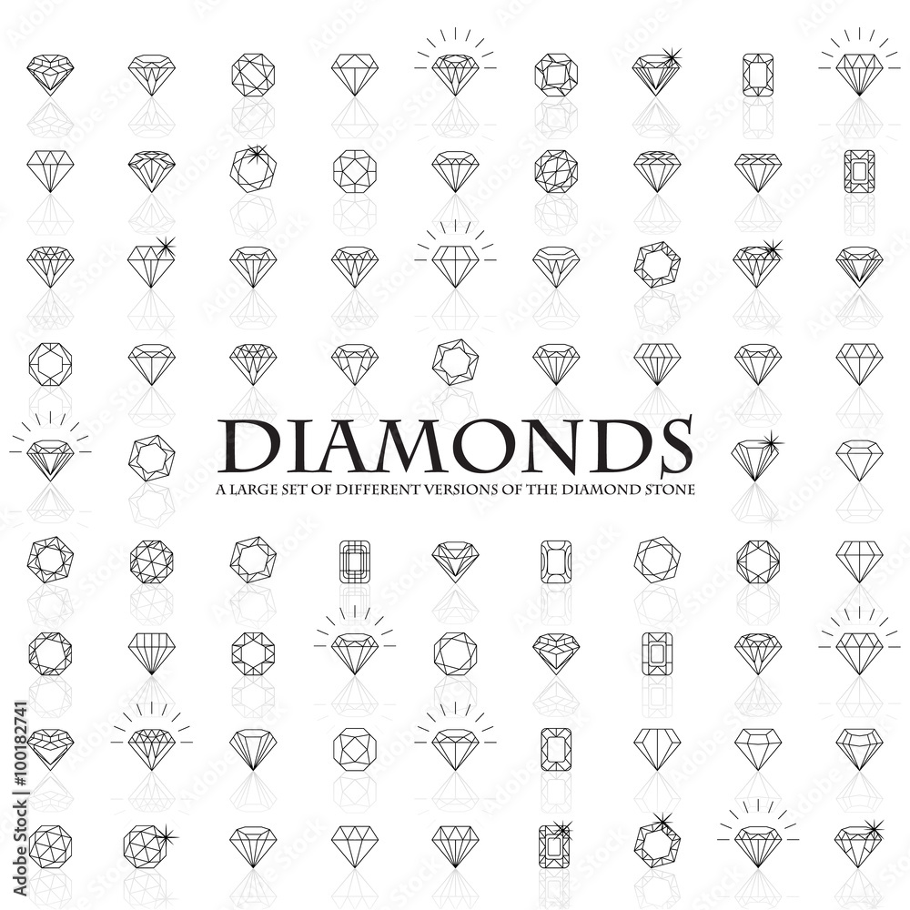 Diamonds, a large set of different versions of the diamond stone Stock ...