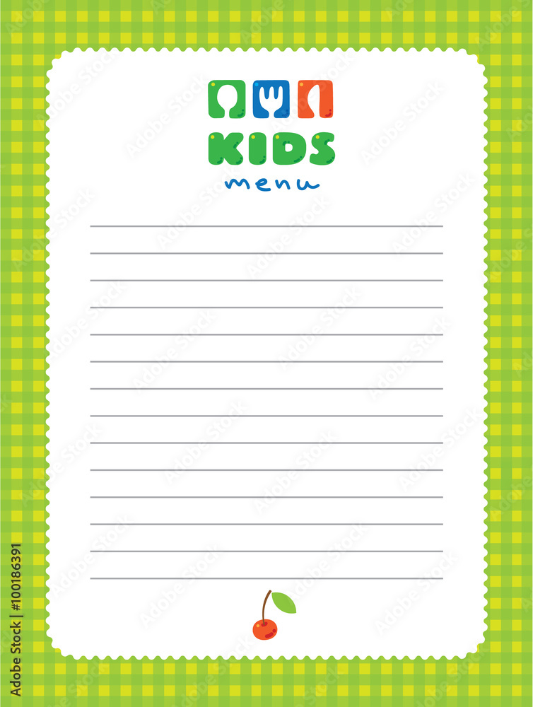 Design template background for Kids Menu Stock Vector | Adobe Stock