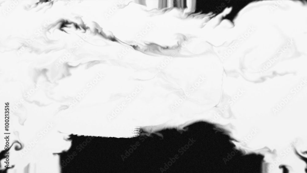 Black background painted over with flowing white paint. Completely ...