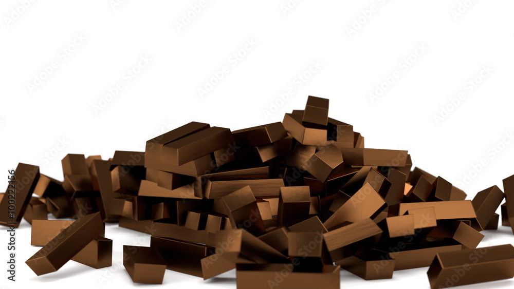 Vidéo Stock This is animation of realistic bars of bronze falling and ...