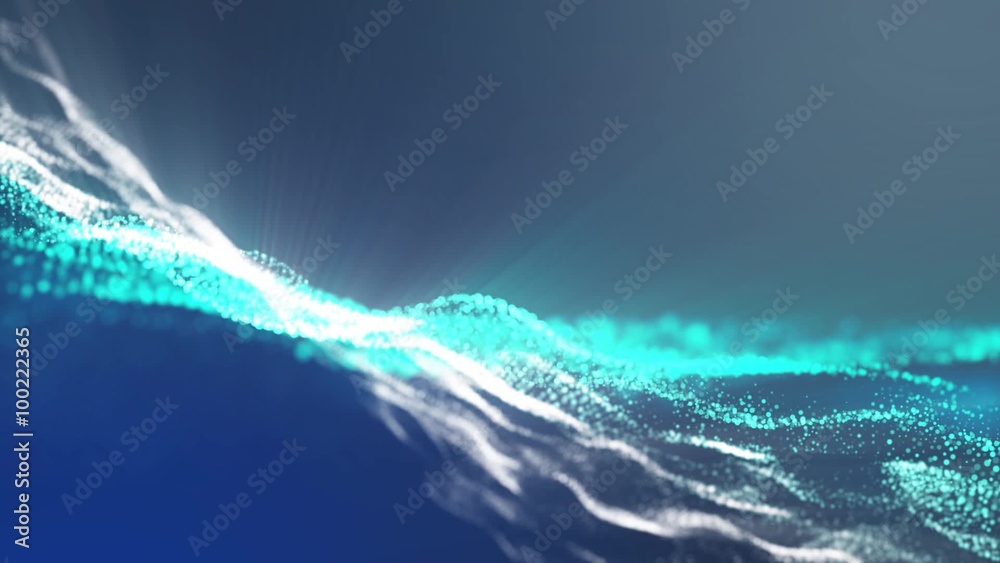 Abstract animated wavy background of glowing particles. Full HD ...