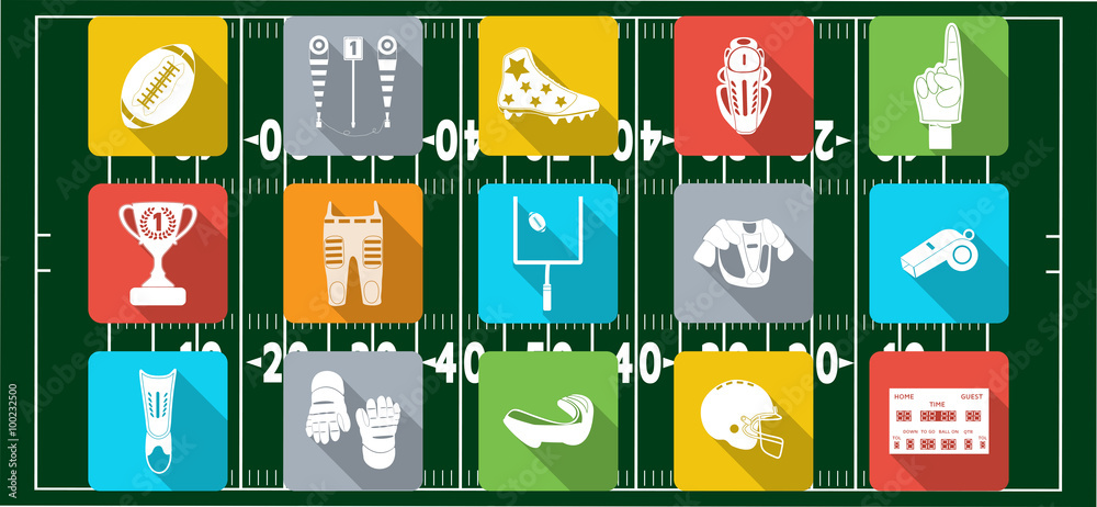Set of sport icons, signs and symbols. American football. Vector ...