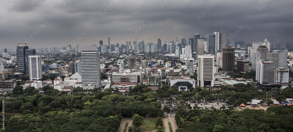 Jakarta city panorama Stock Photo | Adobe Stock