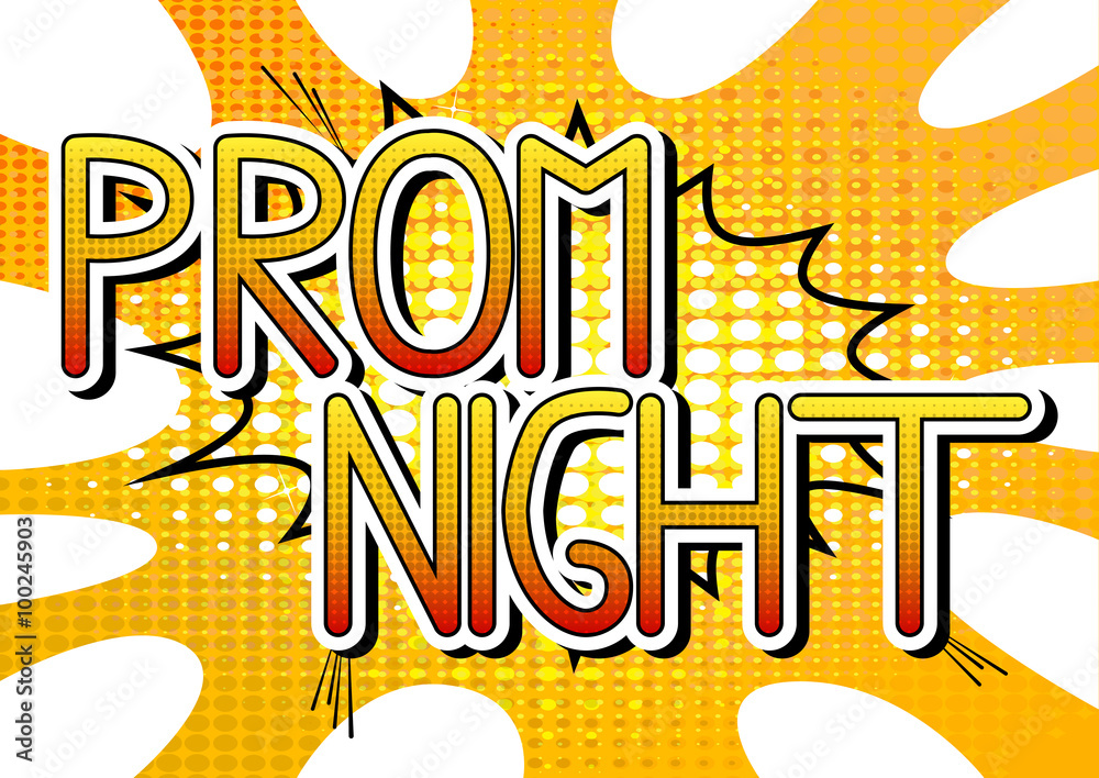 Prom Night - Comic book style word on comic book abstract background ...