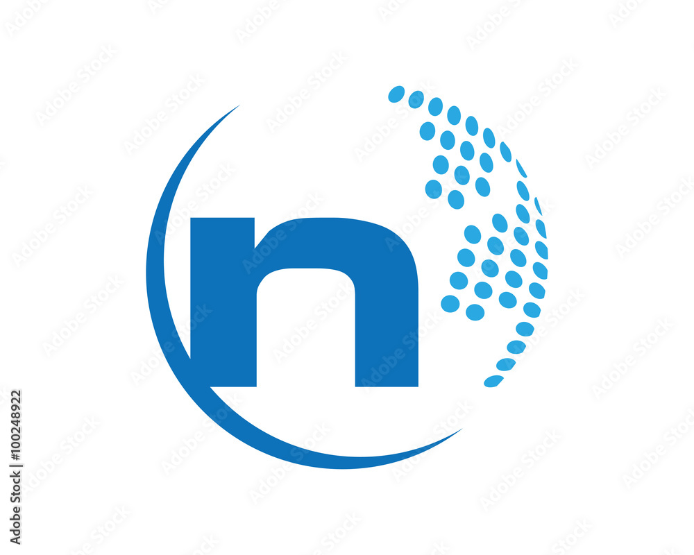n Letter Digital Global Logo Stock Vector | Adobe Stock