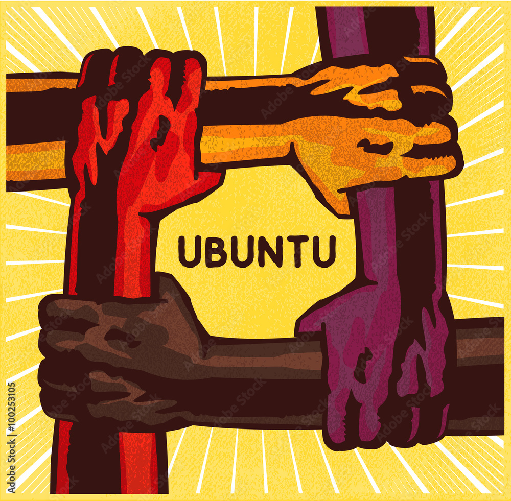 Ubuntu, arms holding each other, teamwork, friendship, cooperation ...