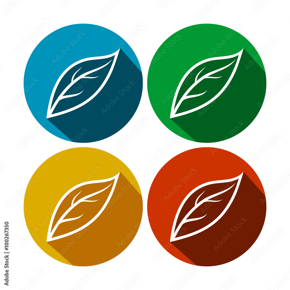 Simple Leaf Outline CIrcle Icons Stock Vector | Adobe Stock