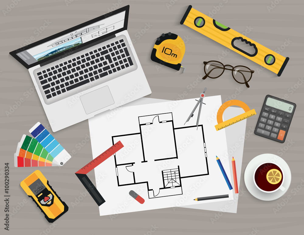 Architect construction planning and creating process with proffesional ...