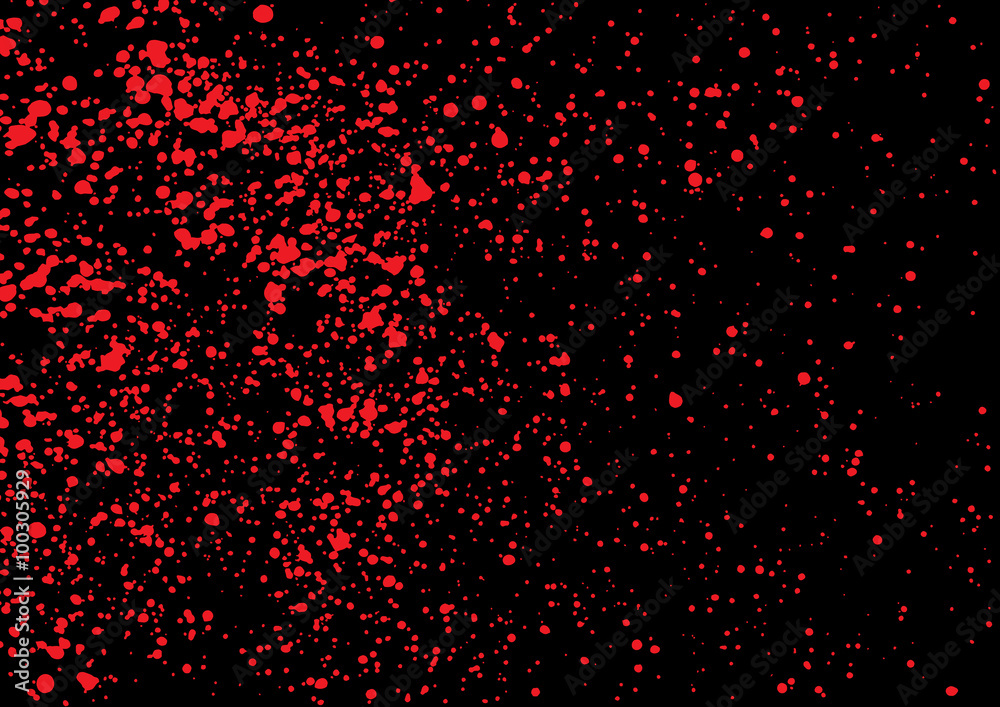 Blood splatter in red ink color on black background. Bloody explosion ...