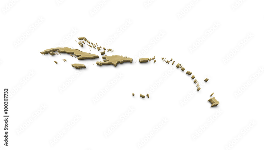 3D Caribbean Islands Map Sand Stock Illustration | Adobe Stock