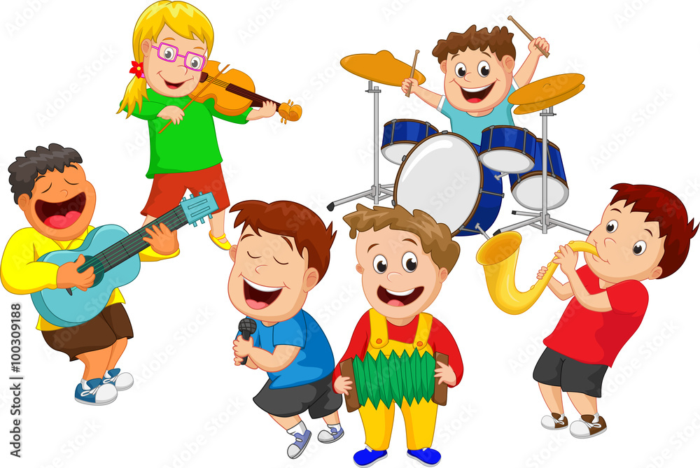 Children Playing Music Instruments Clipart