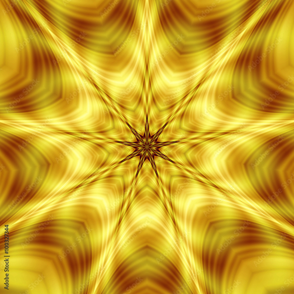 Abstract psychedelic background of gold and red wavy structure with ...