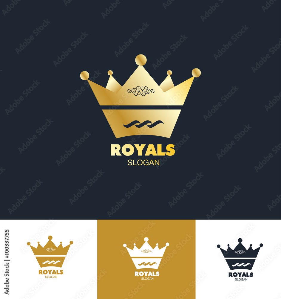 Royal king crown logo icon set Stock Vector | Adobe Stock