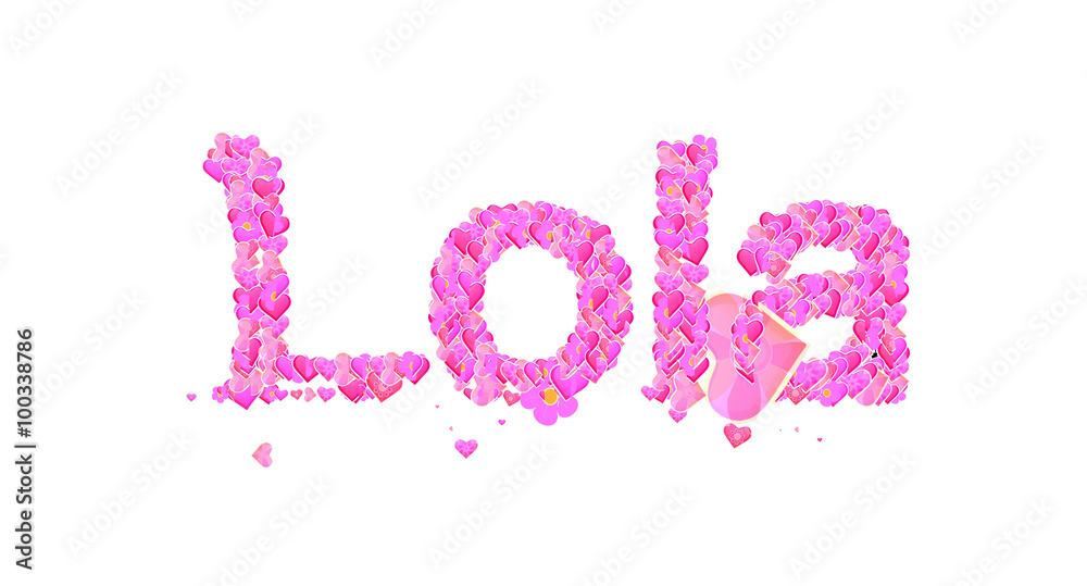 Lola female name set with hearts type design Stock Illustration | Adobe ...