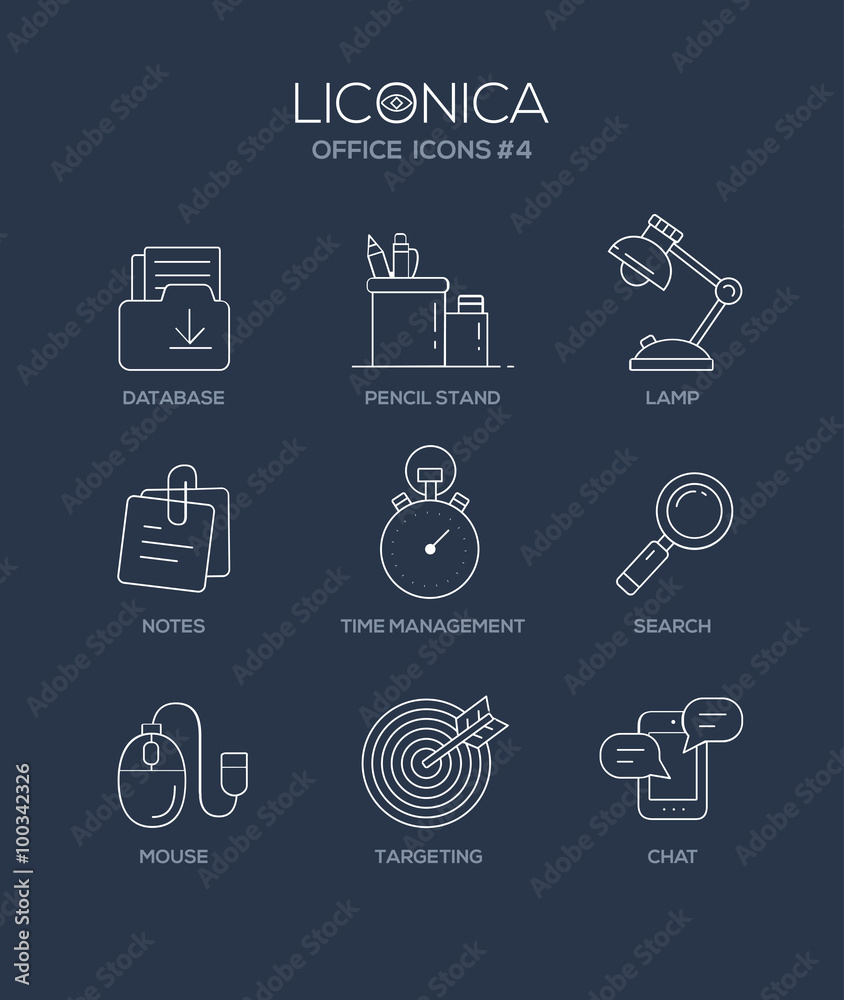 Set of modern office line flat design icons and pictograms. Stock ...
