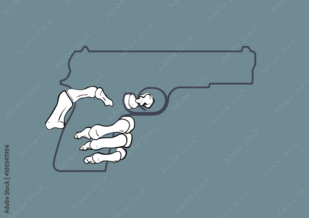 War gun with skeleton hand concept vector illustration Stock Vector ...