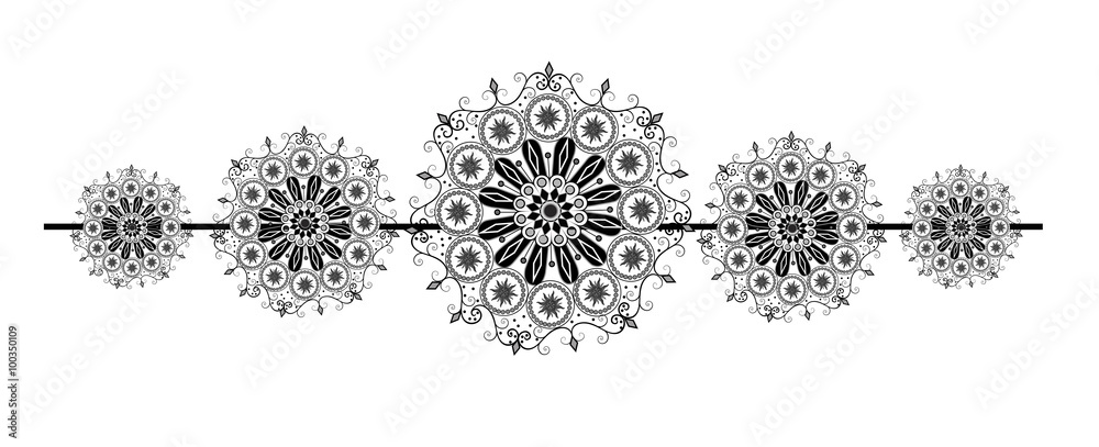 Fancy black and white motif on white background. Illustration graphic ...