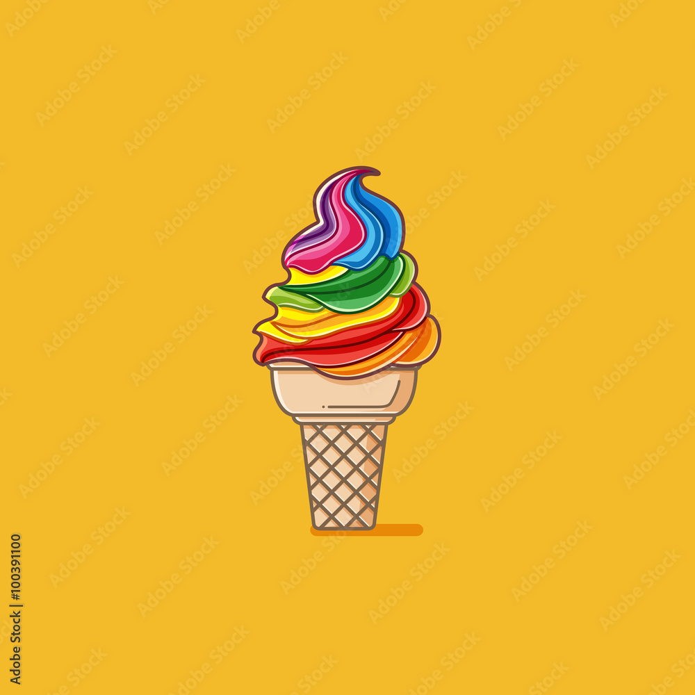 Rainbow Ice Cream Stock Vector | Adobe Stock