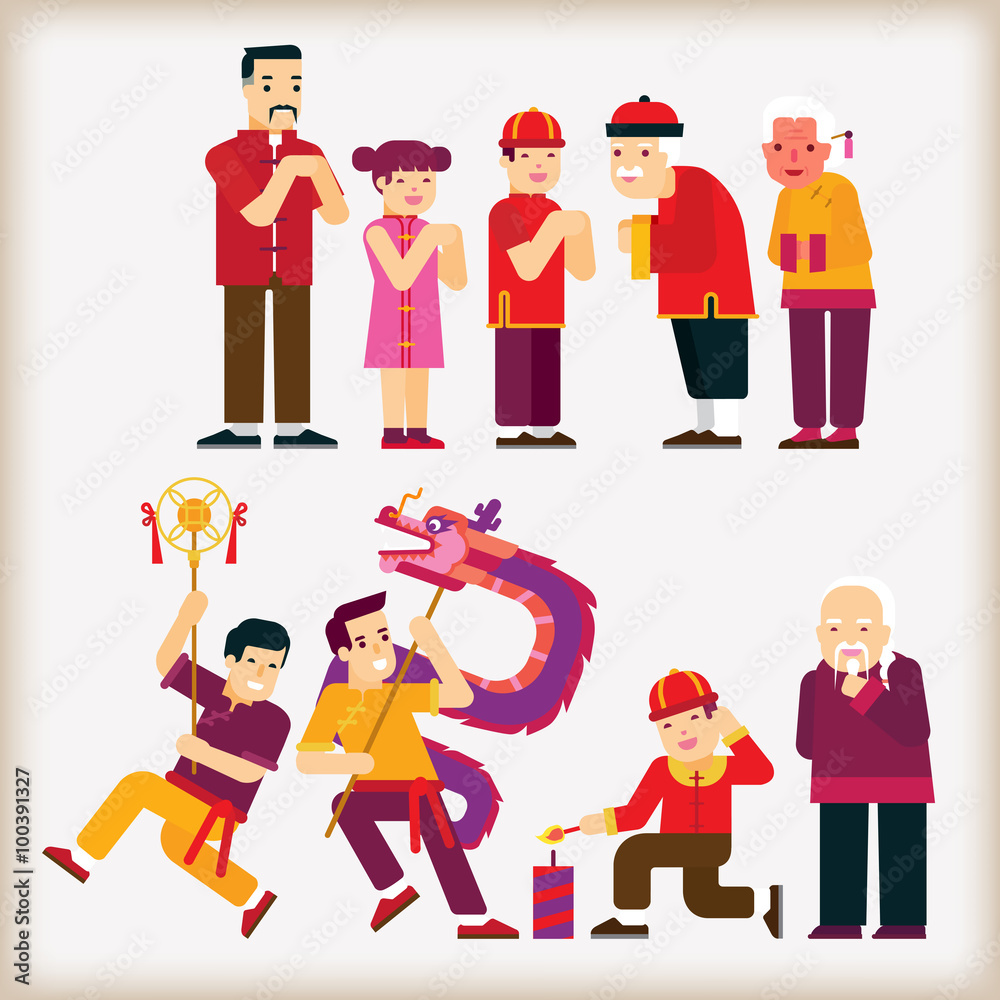 Cartoon Chinese people Stock Vector | Adobe Stock
