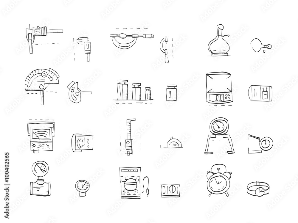 Sketch icons vector collection for metrology Stock Vector | Adobe Stock