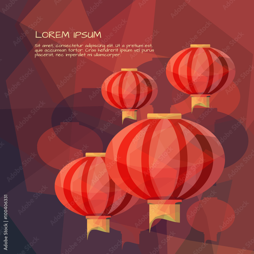 Chinese lanterns in low poly style. Chinese New Year vector ...