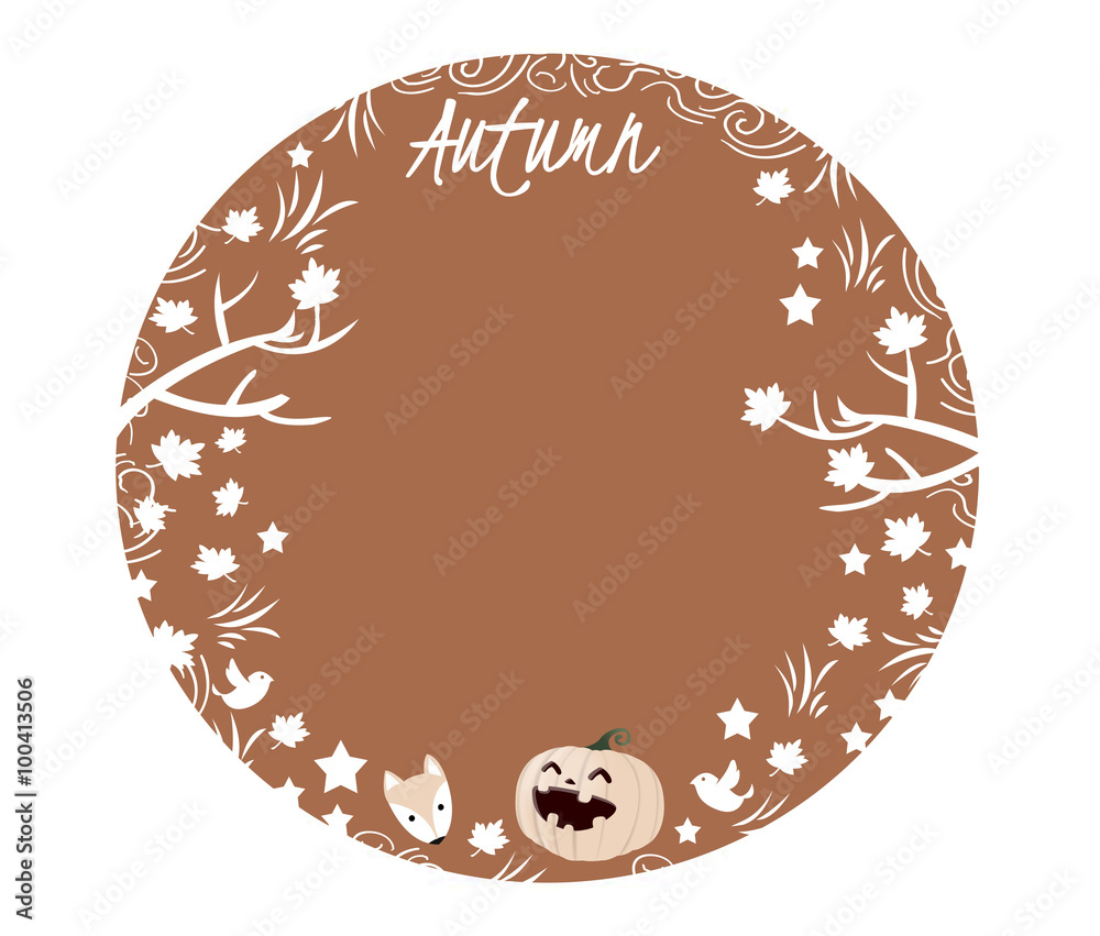 Autumn Tree On Circle Frame Stock Photo | Adobe Stock