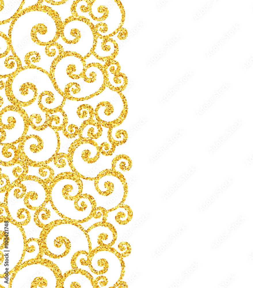 Vector gold glitter swirl pattern, golden sparkles on white background ...