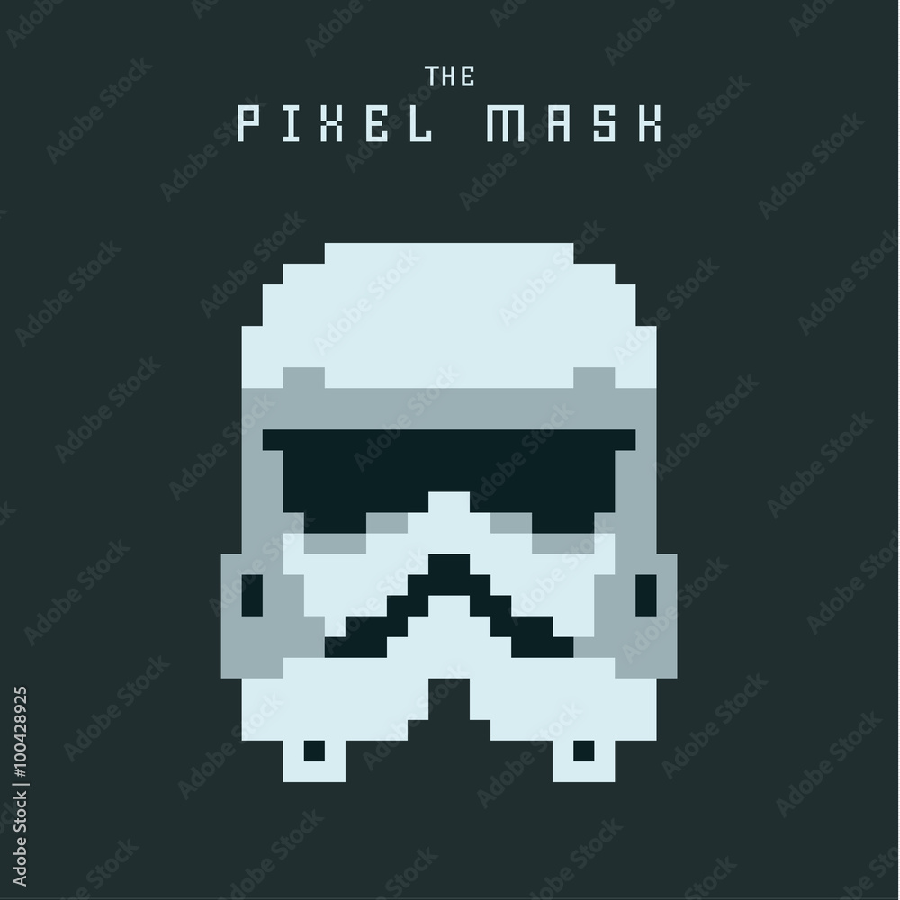 Mask Pixel Art Robot, Hero Villain graphics, Trend brand, Flat style ...