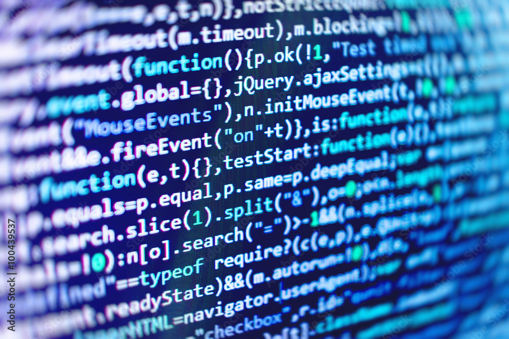 Computer source code programmer script developer. Modern technology background. Web software ...