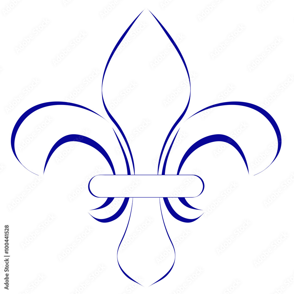 Fleur de lys applat bleu sur fond blanc Stock Vector | Adobe Stock