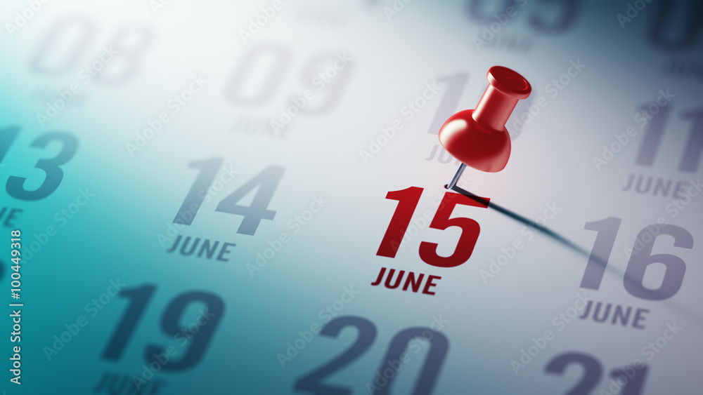 June 15 written on a calendar to remind you an important appoint Stock ...