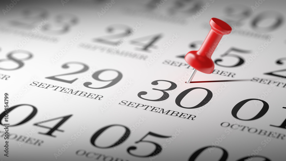 September 30 written on a calendar to remind you an important ap Stock ...