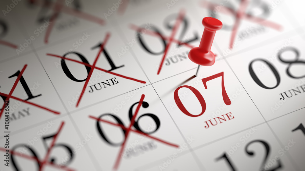 June 07 written on a calendar to remind you an important appoint Stock ...
