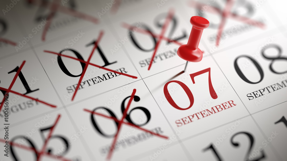 September 07 written on a calendar to remind you an important ap Stock ...