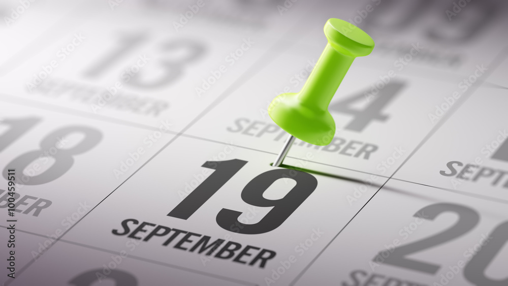September 19 written on a calendar to remind you an important ap ...