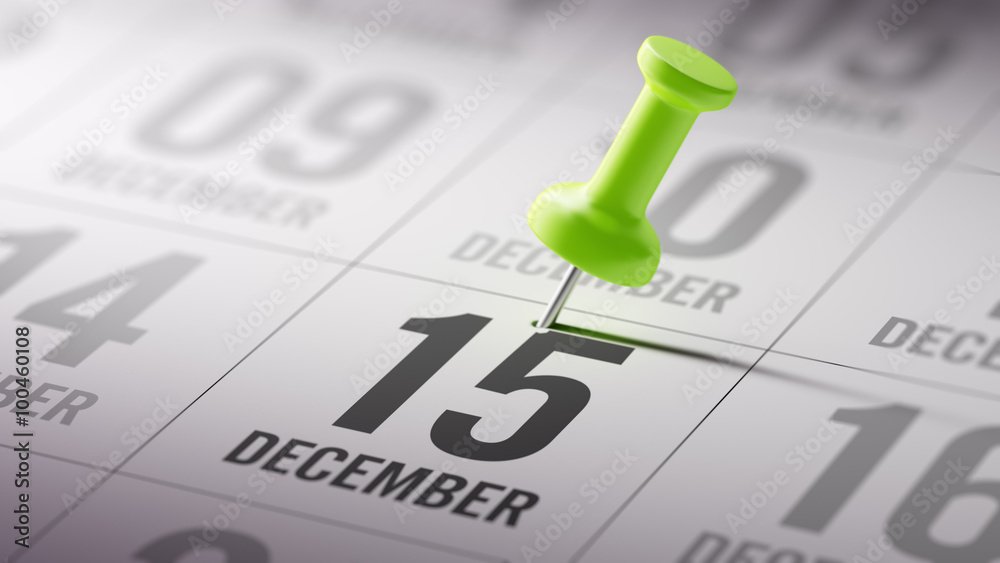 December 15 written on a calendar to remind you an important app Stock ...