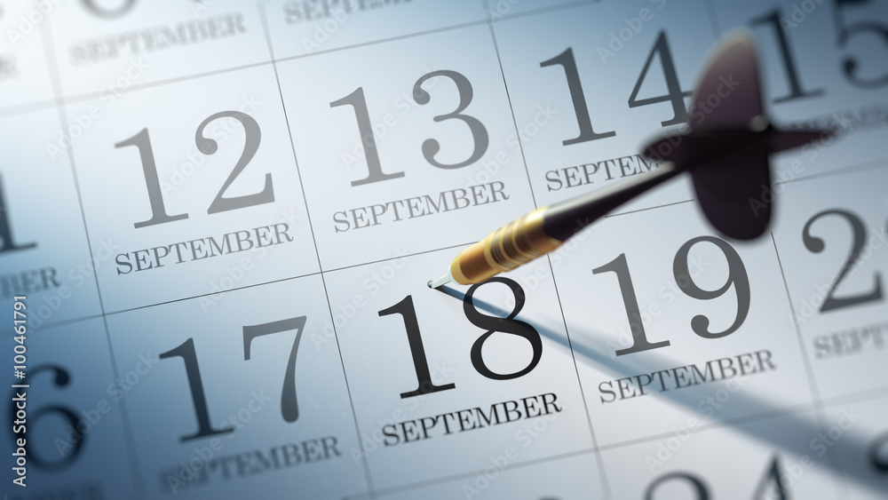 September 18 written on a calendar to remind you an important ap Stock ...
