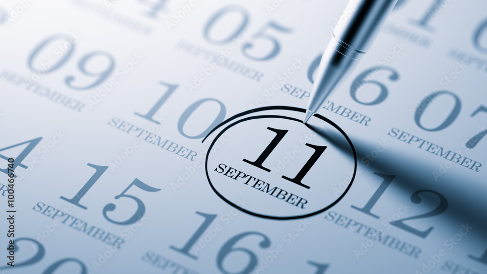 September 11 written on a calendar to remind you an important ap ...