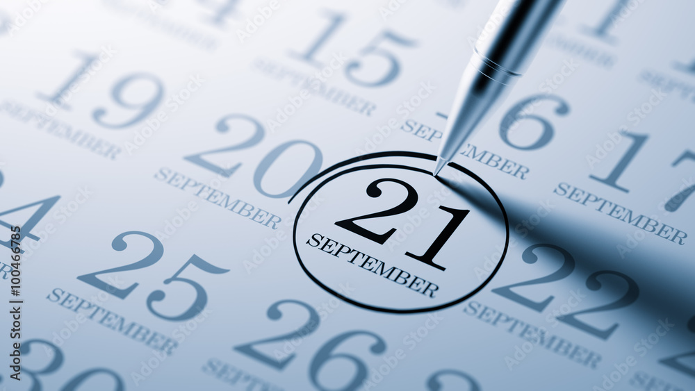 September 21 written on a calendar to remind you an important ap ...