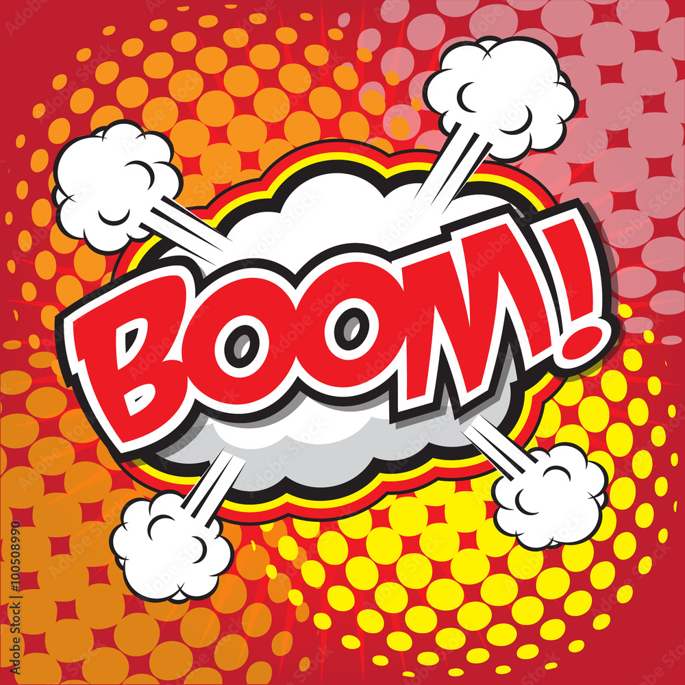 BOOM! wording sound effect set design for comic background, comic strip ...