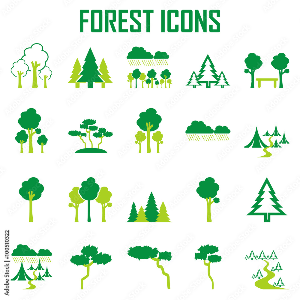 tree, forest icon vector set. Stock Vector | Adobe Stock