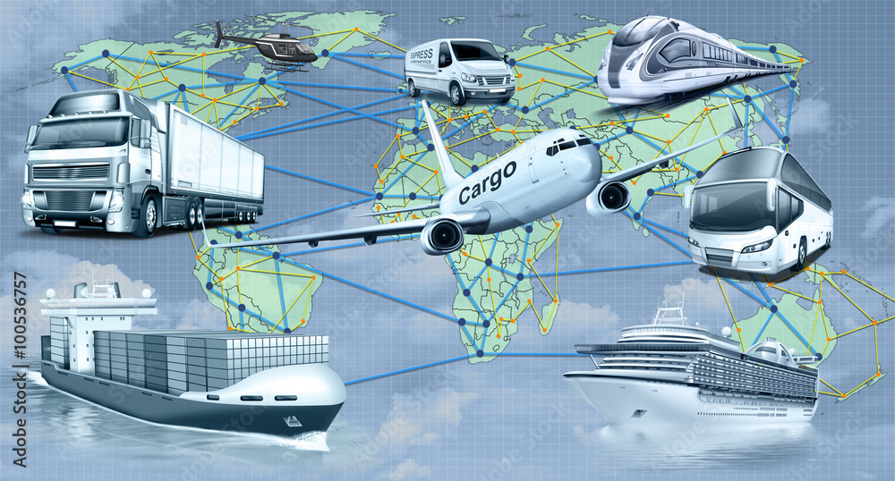 Transport Logistik, global Stock-Illustration | Adobe Stock